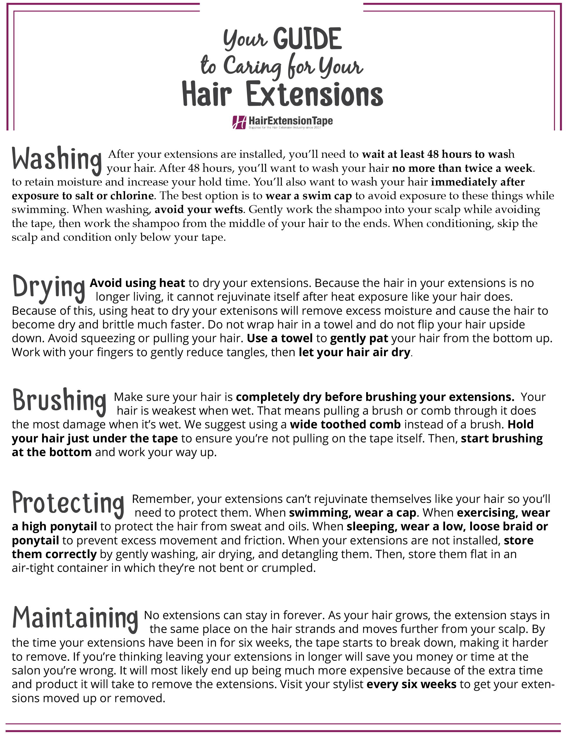 Hair Extension Guide + Printable - Walker Tape®